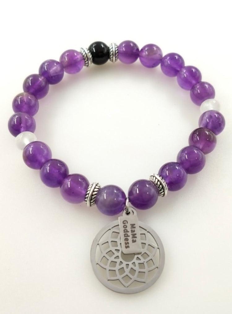 Crown Chakra Amethyst Stone Bracelet - The Alkaline Goddess